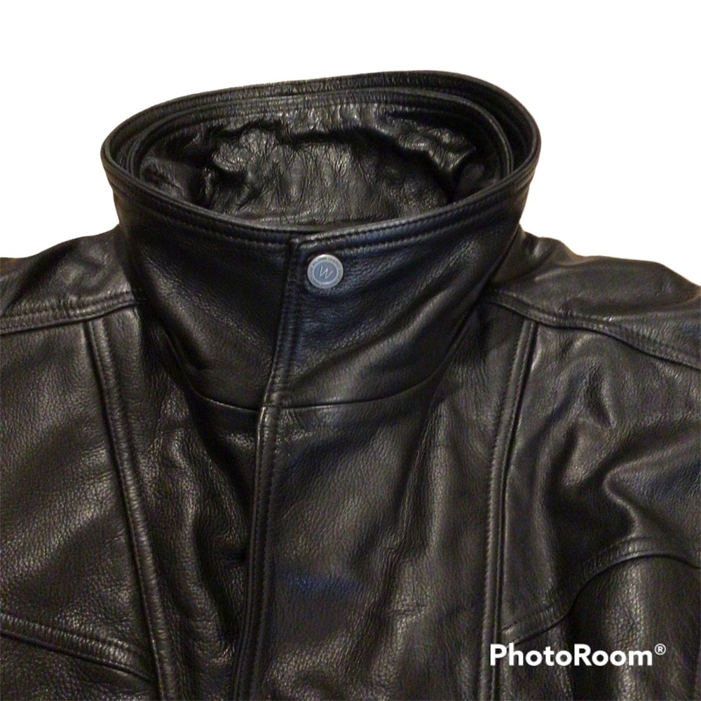 Wilson Heavy Black Leather Motorcycle Jacket Mens Siz… - Gem